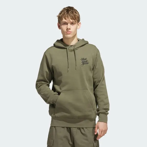Adidas Nyc Tail Sweep Graphic Hoodie Sweatshirt - Olive Strata