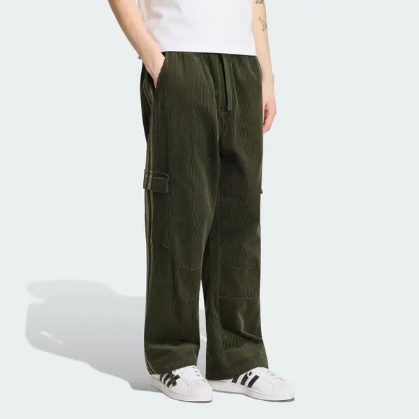 Adidas Adicolor Cord Cargo Pants Dark Green