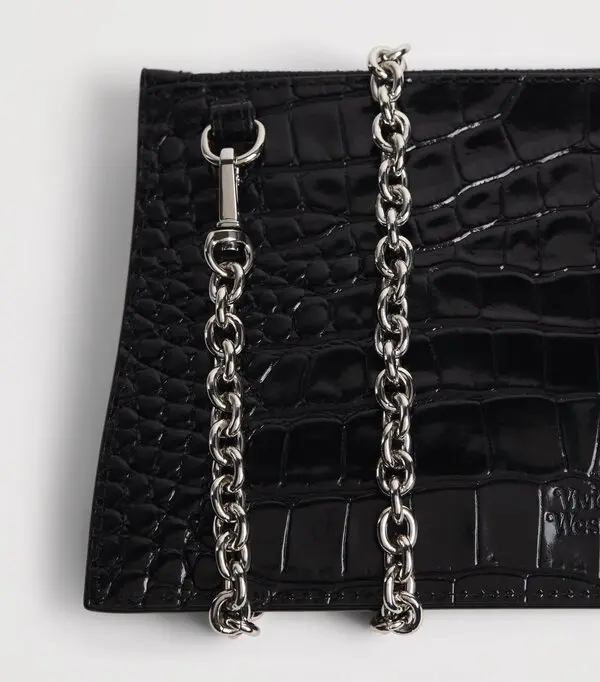 VIVIENNE WESTWOOD Small Croc-embossed Leather Clutch Bag With Orb Detail