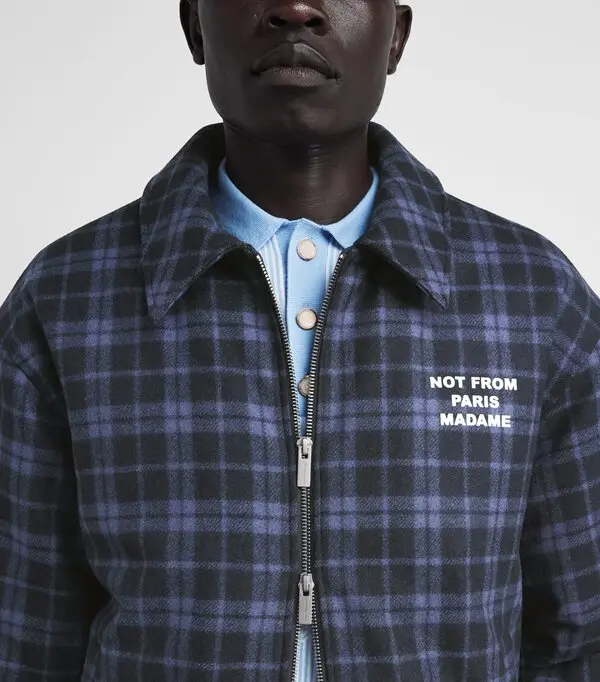 Drole De Monsieur Check Flannel Slogan Jacket