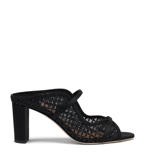 MALONE SOULIERS Sequin Mesh Norah Heeled Sandals 70 - Black