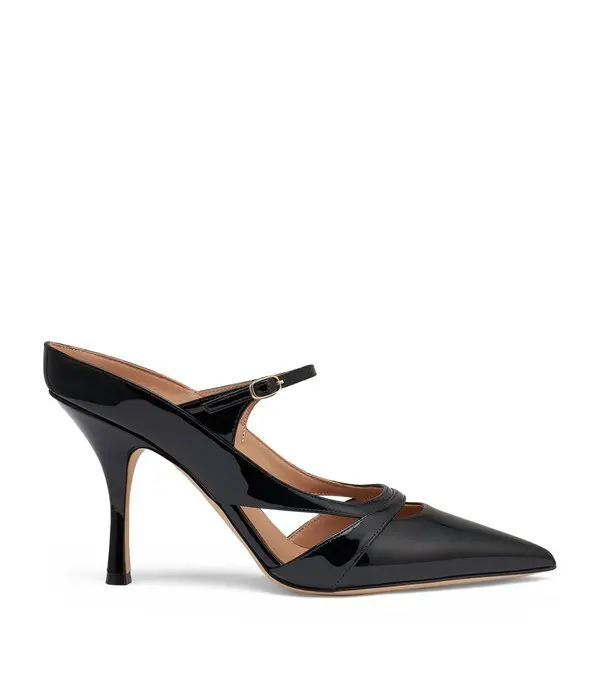 MALONE SOULIERS Patent Leather Patty Heeled Mules 90 - Black