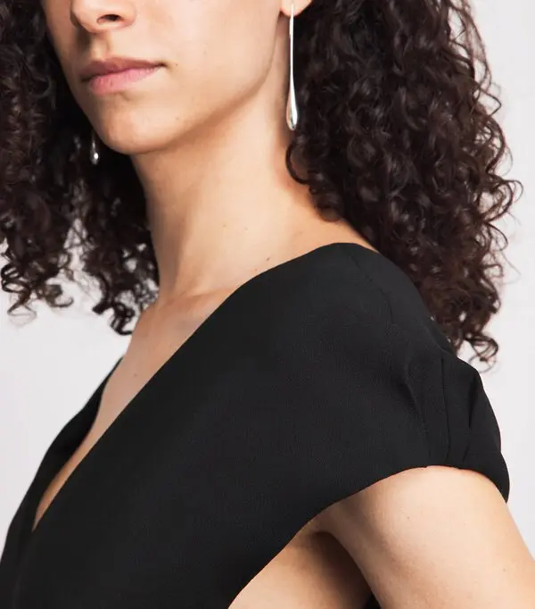 JIL SANDER Wool Sablé V-neck Midi Dress