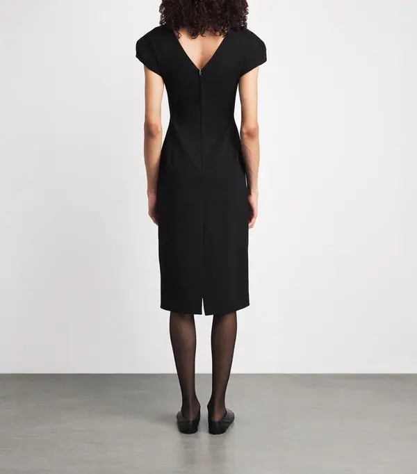 JIL SANDER Wool Sablé V-neck Midi Dress