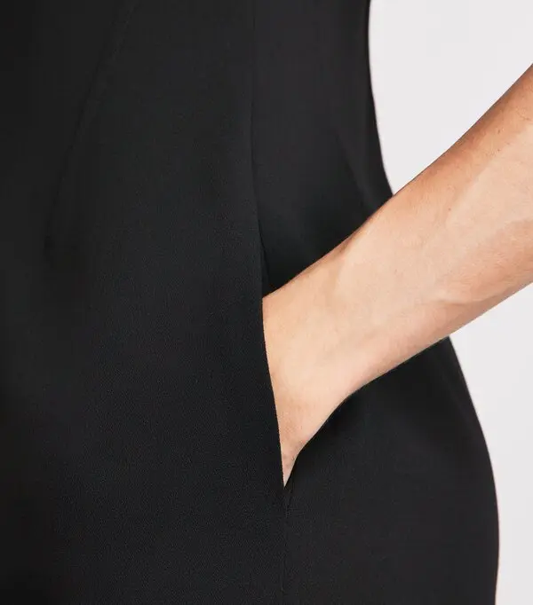 JIL SANDER Wool Sablé V-neck Midi Dress