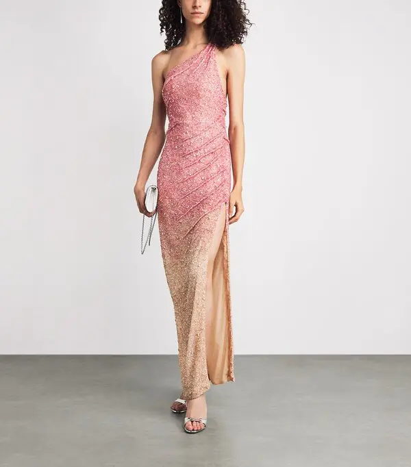Rachel Gilbert Embellished One-shoulder Gown