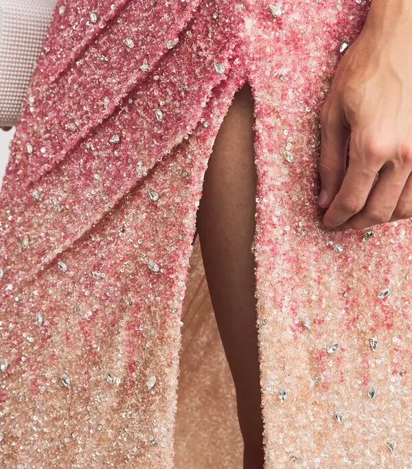 Rachel Gilbert Embellished One-shoulder Gown
