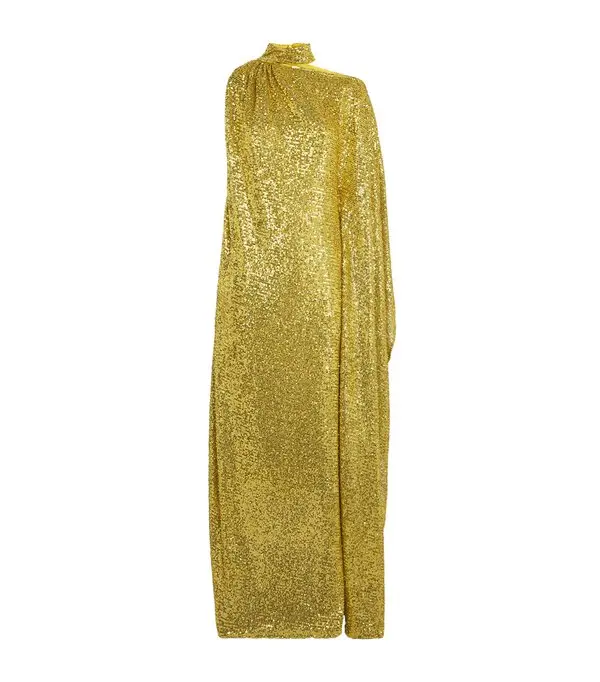 TALLER MARMO Sequinned Atlas Disco Maxi Dress - Green