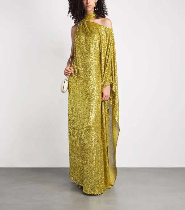 TALLER MARMO Sequinned Atlas Disco Maxi Dress - Green
