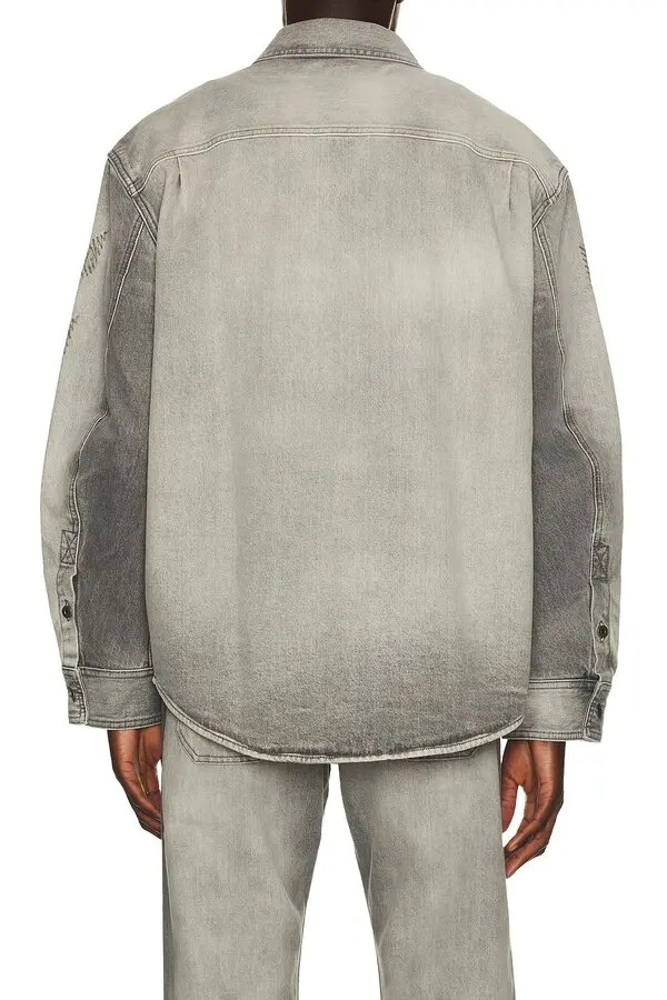 Off-White Denim Military Overshirt In Grey