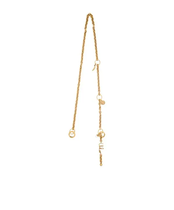 Chloé Plated Metal Chain Necklace With Horse Pendant - Gold
