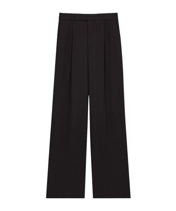 Saint Laurent Fluid Pants In Striped Crepe - Black/gray