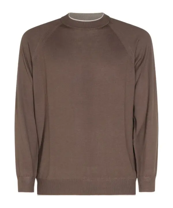 Eleventy Raglan Crew Neck Knitted Sweater - Brown