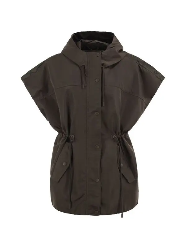 Max Mara Quilted Hooded Gilet - Mud
