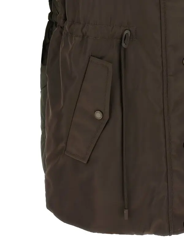 Max Mara Quilted Hooded Gilet - Mud