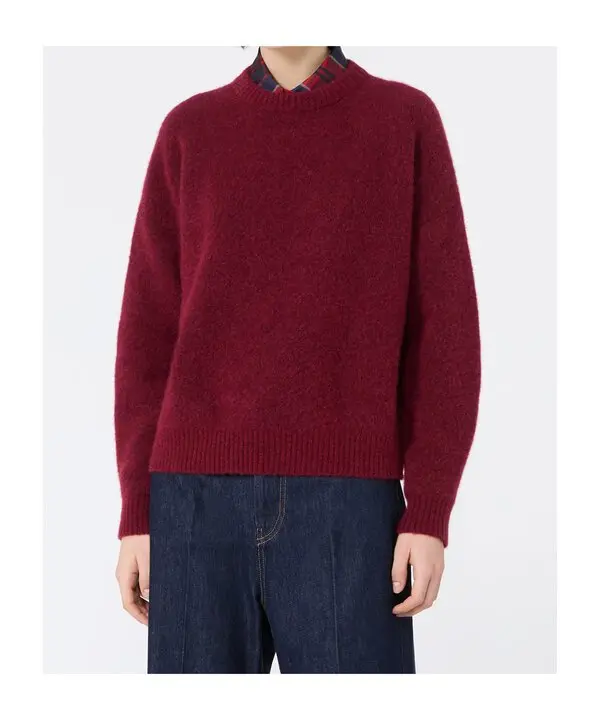 Max Mara Crew Neck Long-sleeved Knitwear With Ribbed Details