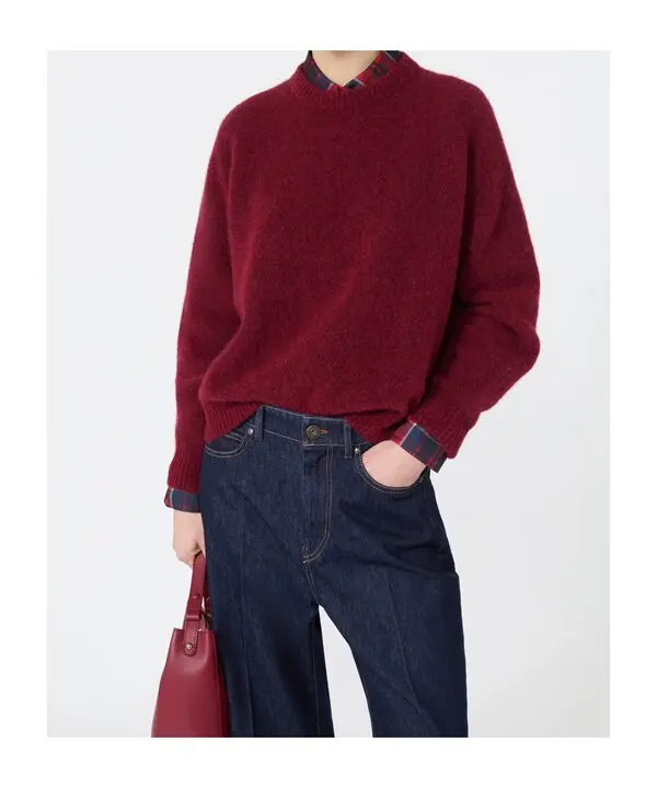 Max Mara Crew Neck Long-sleeved Knitwear With Ribbed Details
