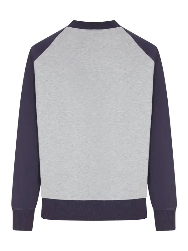 Miu Miu Raglan Sleeve Logo Embroidered Sweatshirt - Grey Blue
