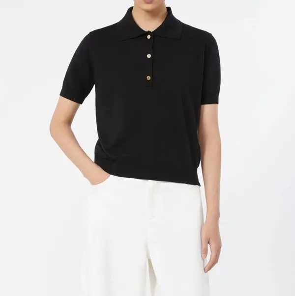 Max Mara Short-sleeved Knitted Polo Shirt - Black