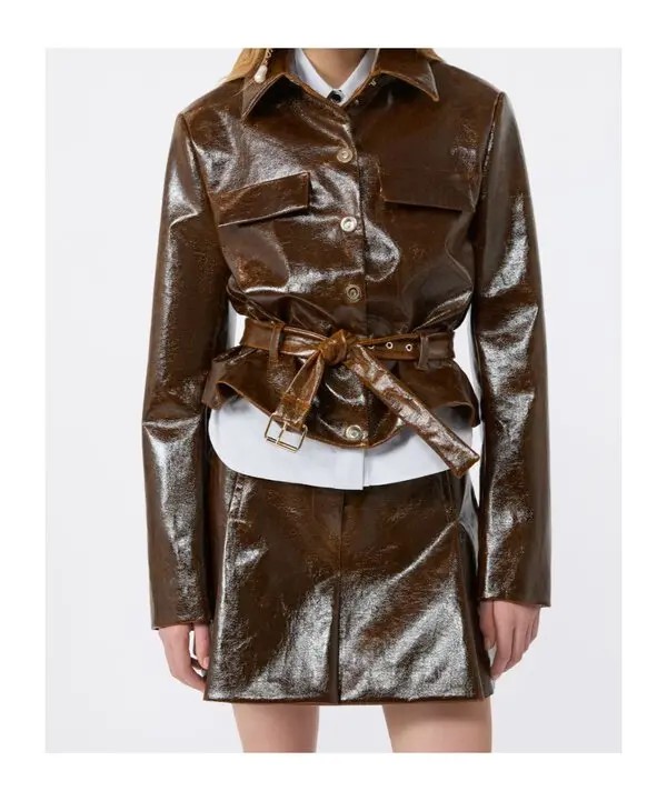 Sportmax Short, Coated Cotton Jacket With Worn Effect