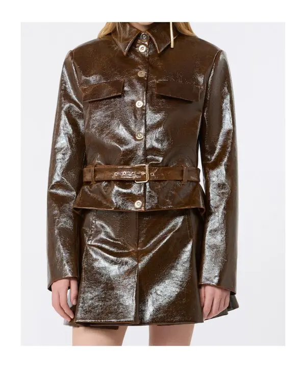 Sportmax Short, Coated Cotton Jacket With Worn Effect