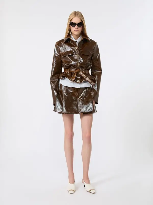 Sportmax Short, Coated Cotton Jacket With Worn Effect