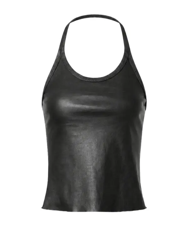 Stouls Leather Open-back Tank Top - Black