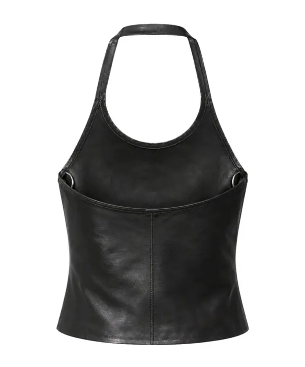 Stouls Leather Open-back Tank Top