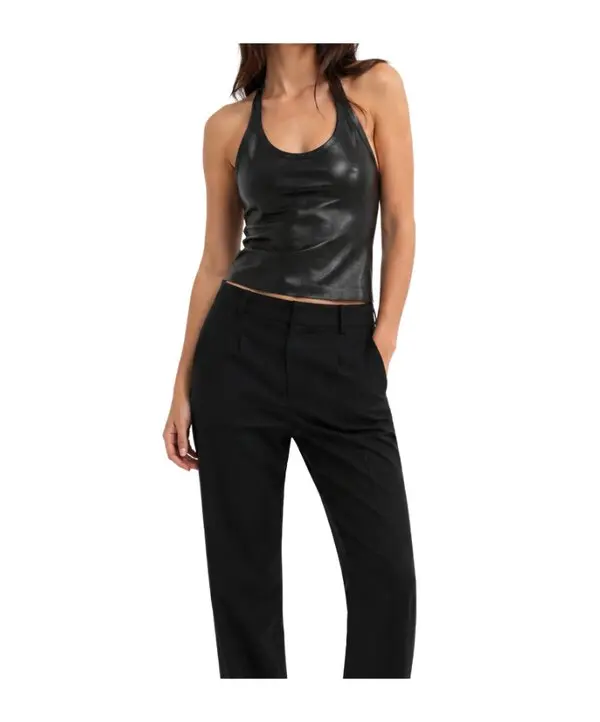 Stouls Leather Open-back Tank Top