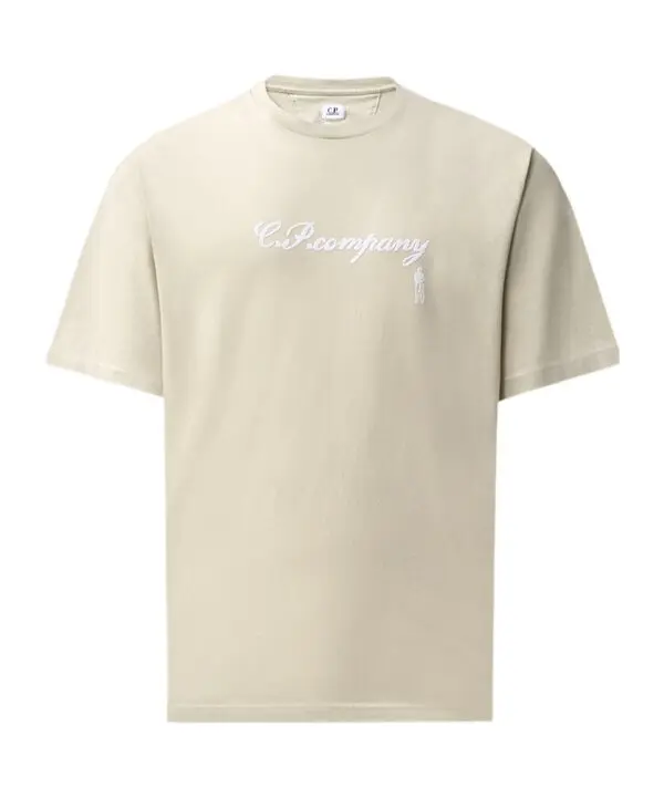 C.P. COMPANY Embroidered-logo T-shirt - Silver Birch