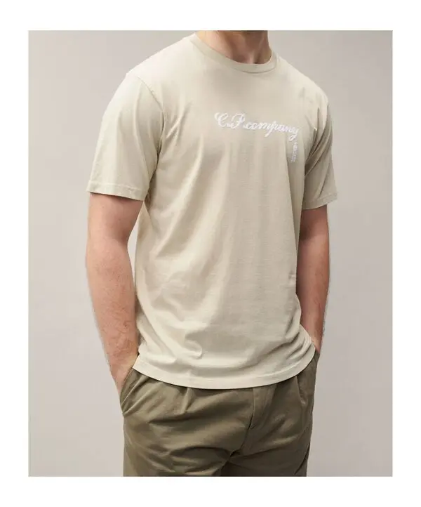C.P. COMPANY Embroidered-logo T-shirt - Silver Birch