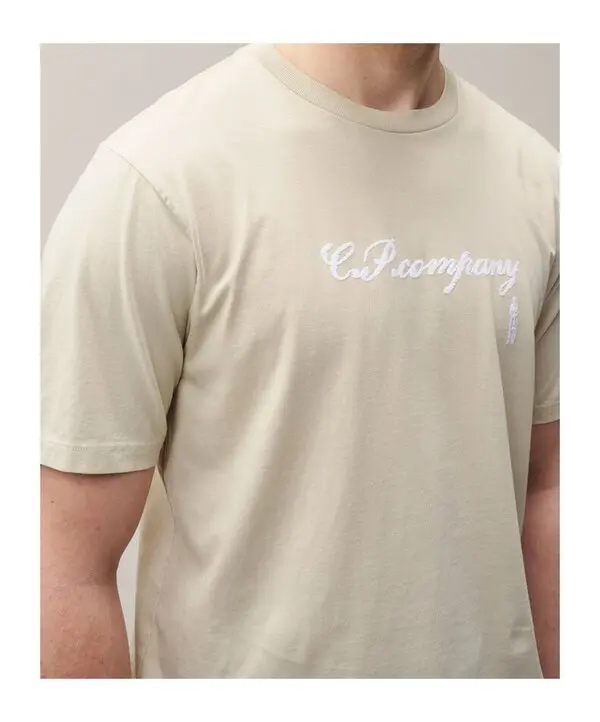 C.P. COMPANY Embroidered-logo T-shirt - Silver Birch