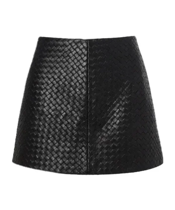 MANOKHI Woven Leather Mini Skirt