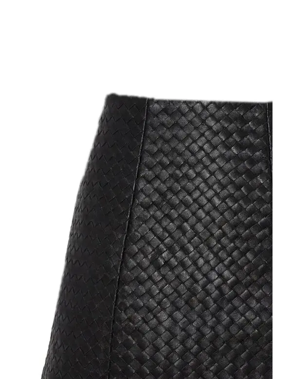 MANOKHI Woven Leather Mini Skirt