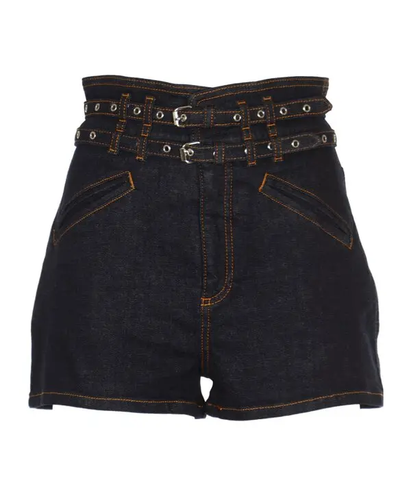 Philosophy Di Lorenzo Serafini High-waisted Belted Denim Shorts - Dark Blue