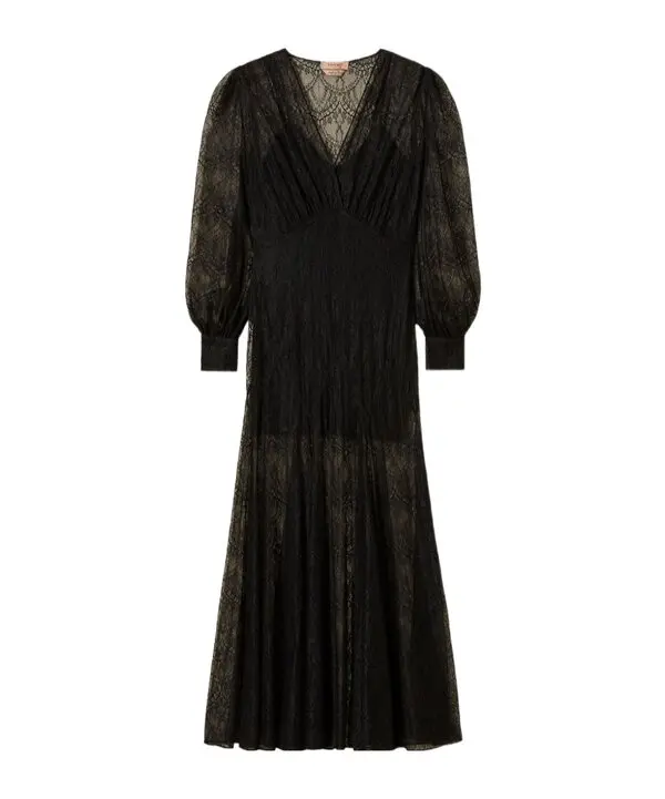 TWINSET Valenciennes Lace Long Dress - Black