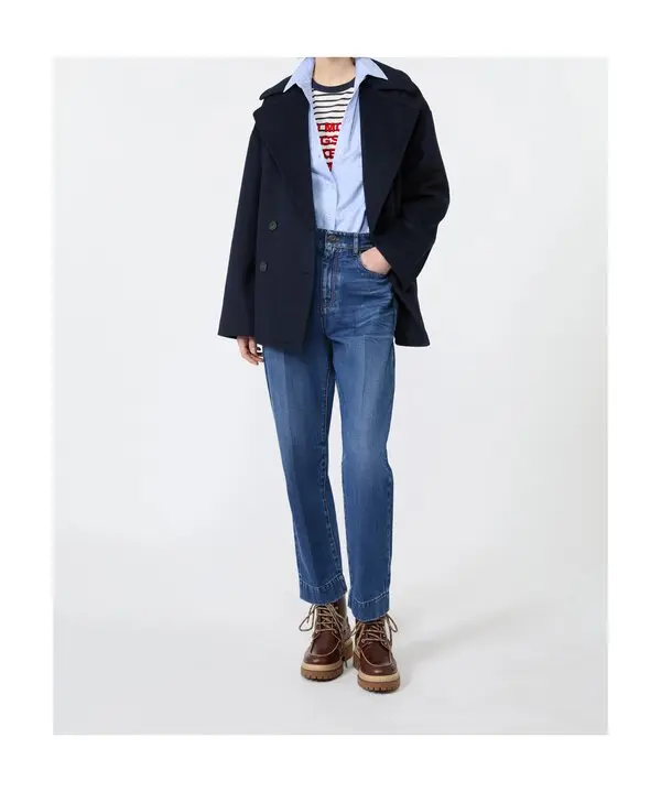 Max Mara Double-breasted Pea Coat - Navy Blue