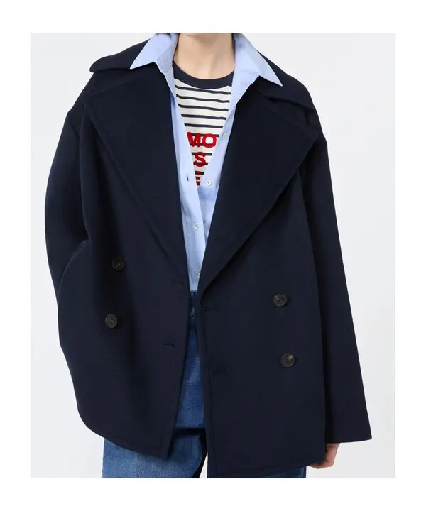 Max Mara Double-breasted Pea Coat - Navy Blue