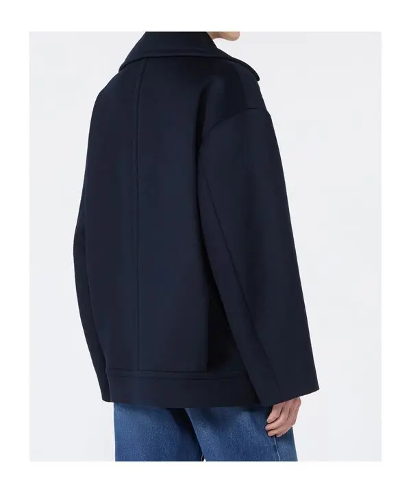 Max Mara Double-breasted Pea Coat - Navy Blue