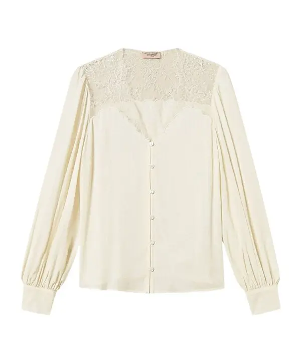 TWINSET Jacquard Shirt With Lace Detailing - No
