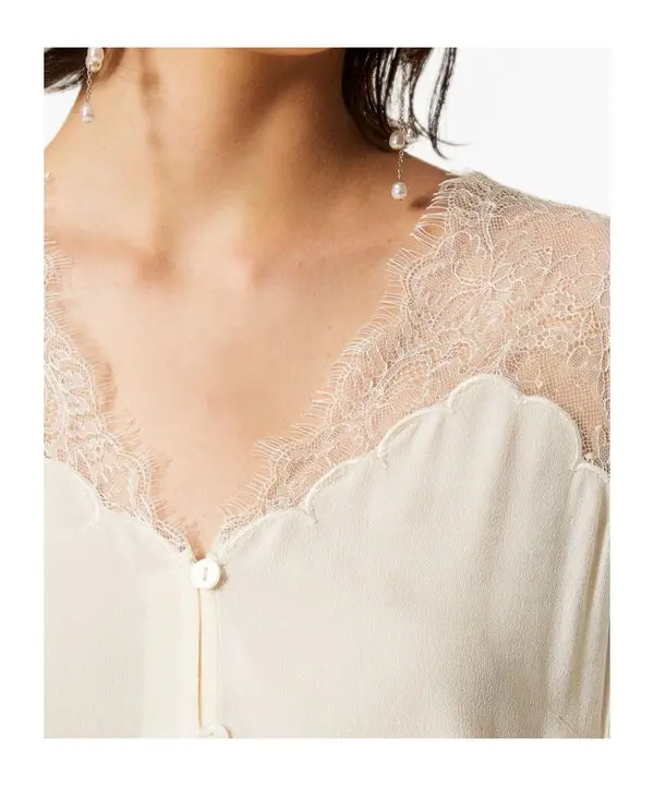 TWINSET Jacquard Shirt With Lace Detailing