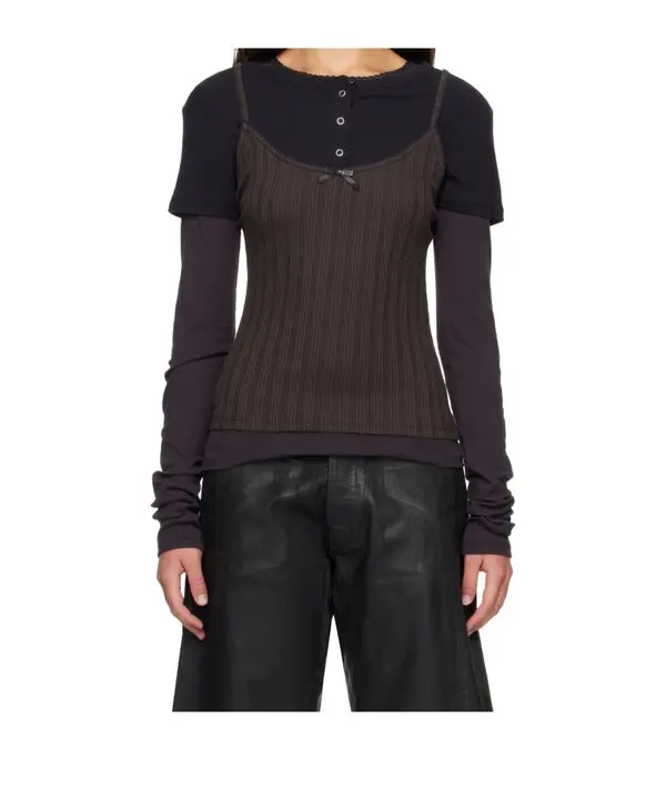 Acne Studios Layered Jersey Shirt With Bow Detail - Black