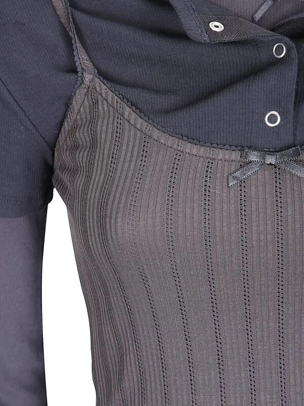 Acne Studios Layered Jersey Shirt With Bow Detail - Black