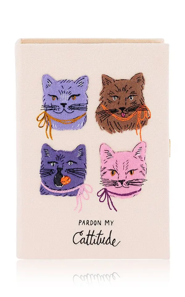 OLYMPIA LE-TAN Pardon My Cattitude Clutch - Neutral