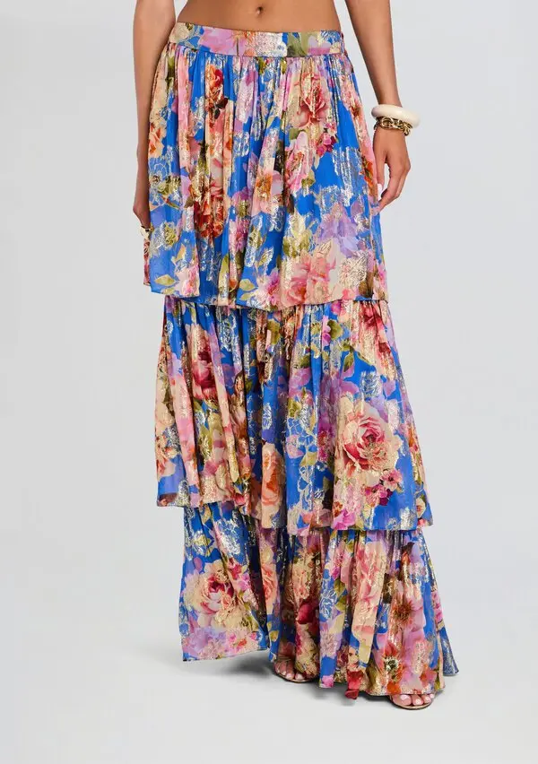 Hemant & Nandita Vanya Tiered Maxi Skirt - Blue