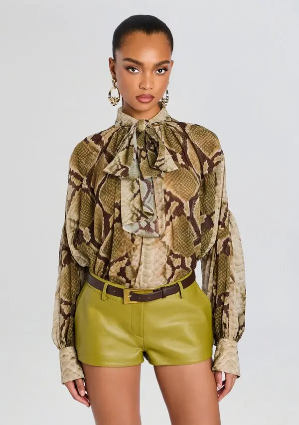 Retrofete Maika Chiffon Blouse With Pussy Bow Detail