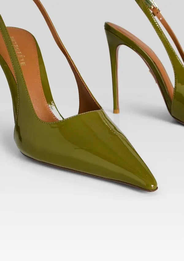 Retrofete Cindy Patent Leather Slingback Heels - Basil