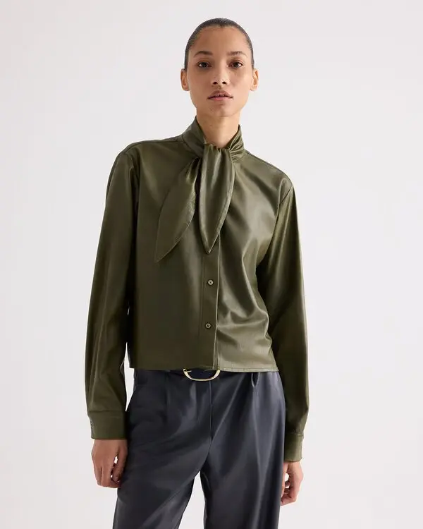 TWP Tied Up In You Top In Paper Leather - Beetle