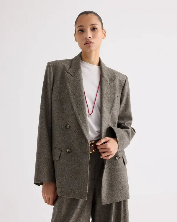 TWP Harper Blazer In Fancy Wool Flannel - Tea Multi
