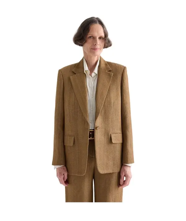 TWP Jillian Blazer In Novel Herringbone Linen